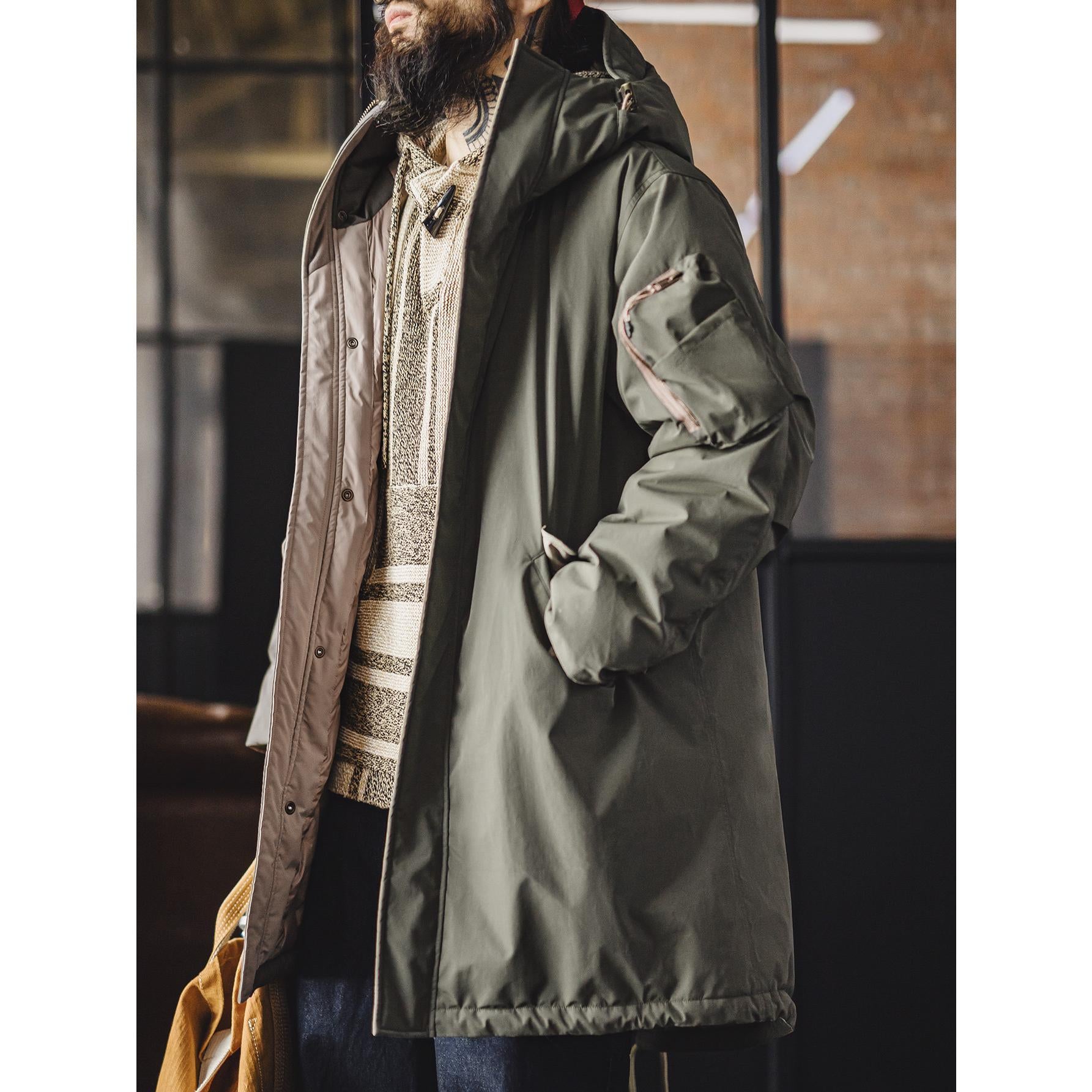 Maden Workwear American Retro M51 Down Coat Fishtail Mid-Length Hoode ...